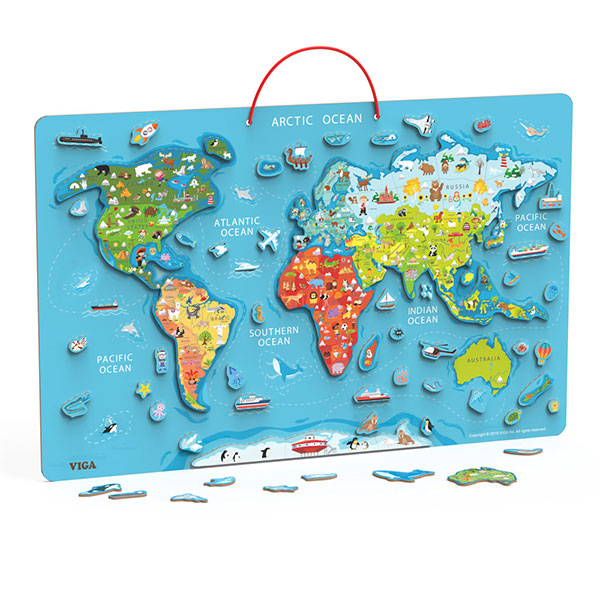 Viga Drvena magnetna puzzle mapa sveta/piši briši tabla 32741 | ODDO ...